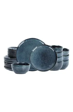 STONE + LAIN Mirella Stoneware 24-piece Dinnerware Set - Blue