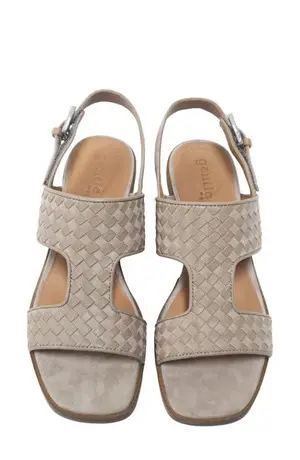 Gentle Souls Manda Woven Leather Sandals - Mushroom Leather