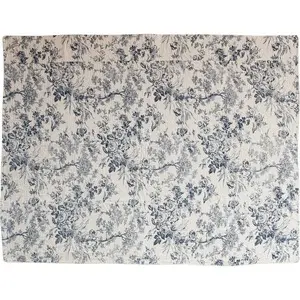 STORIED HOME Toile Pattern Cotton Chambray Throw