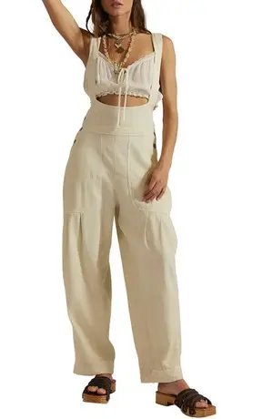 Free People Felix Tapered Overalls - Tofu