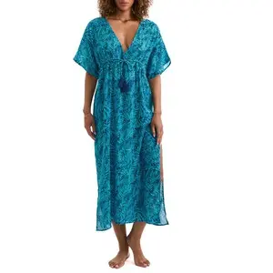 MIMI FLAMINGO Dylan Midi Cotton Cover-up Caftan Flora