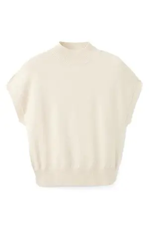 Mango Metallic Mock Neck Short Sleeve Sweater