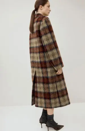Mango Plaid Wool-blend Double-breasted Coat