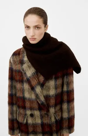 Mango Plaid Wool-blend Double-breasted Coat - Beige