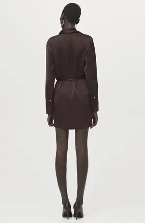 Mango Long Sleeve Satin Dress