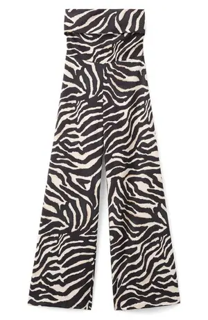 Mango Strapless Zebra Print Jumpsuit - Black
