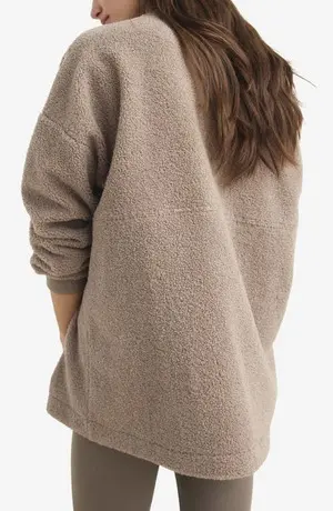 Mango High Pile Fleece Lounge Top - Medium Brown