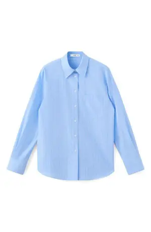 Mango Striped Poplin Button-up Shirt - Blue