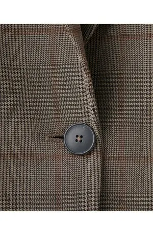 Mango Check Print One-button Blazer