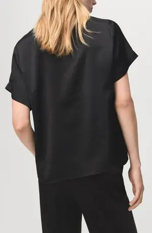 Mango Crop Satin T-shirt - Black