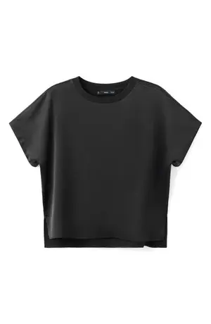 Mango Crop Satin T-shirt - Black