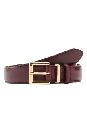Mango Leather Belt - Burgundy