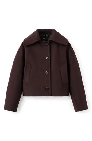 Mango Wool-blend Cropped Jacket - Maroon