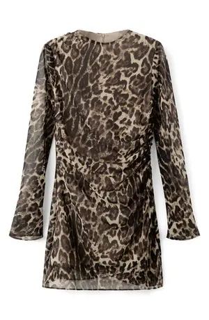 Mango Leopard Print Draped Mini Dress
