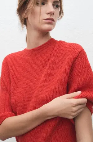 Mango Three-quarter Sleeve Crewneck Sweater