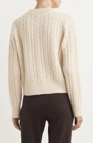 Mango Cable Knit Crewneck Sweater - Ecru