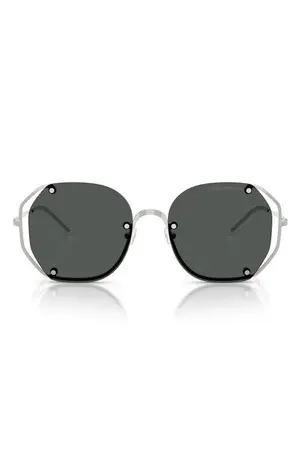 Emporio Armani 54mm Irregular Sunglasses - Shiny Silver/dark Grey