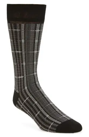 Thom Browne Plaid Jacquard Cotton Blend Socks - Black
