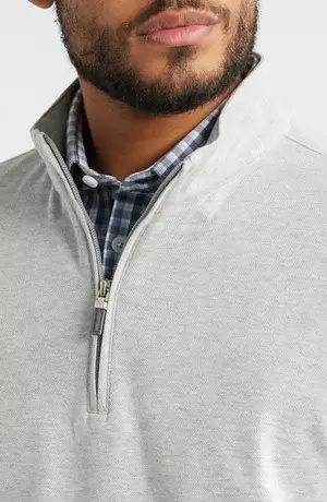 Mizzen+main Crandall Quarter Zip Pullover - Light Gray Heather