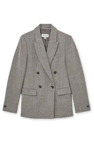 REISS Ember Double-breasted Wool-blend Blazer - Grey