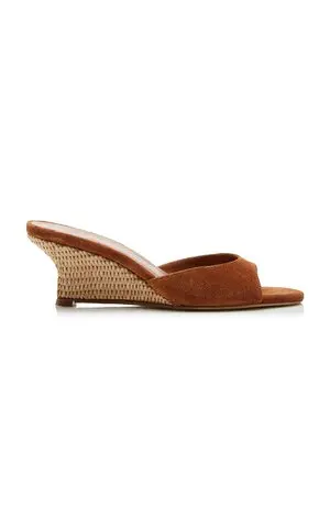 Staud Brigitte Suede Wedge Mules - Brown