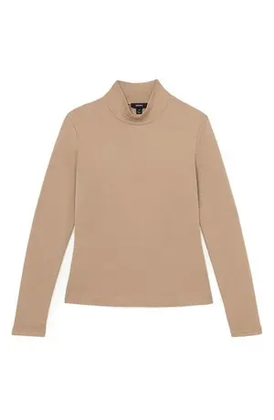 REISS Molly Mock Neck Top - Camel