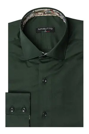 MASUTTO Aria Solid Button-up Long Sleeve Shirt - Green