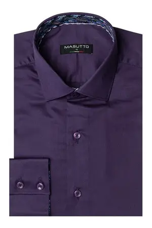 MASUTTO Aria Solid Button-up Long Sleeve Shirt - Purple