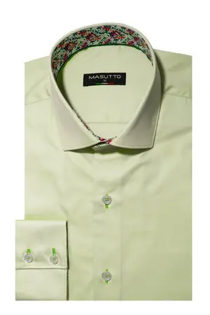 MASUTTO Jude Solid Button-up Long Sleeve Shirt - Green