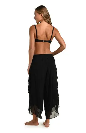 L'Agence Adonis Ruffle Crop Chiffon Cover-up Pants