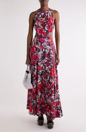 Givenchy Printed Fluid Cutout Dress