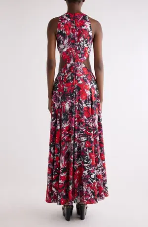 Givenchy Printed Fluid Cutout Dress