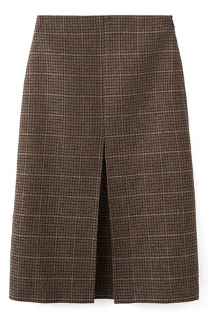 Mango Check Pleat Front Midi Skirt