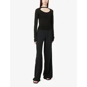 Rick Owens Cut-out Cropped Wool Top - Black