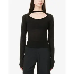 Rick Owens Cut-out Cropped Wool Top - Black
