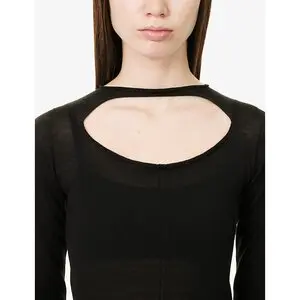 Rick Owens Cut-out Cropped Wool Top - Black