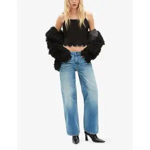 The Kooples Embellished Scalloped-hem Woven Cami Top