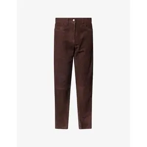 Khaite Callum Relaxed Tapered Leather Trousers - Dark Brown