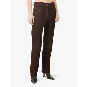 Khaite Callum Relaxed Tapered Leather Trousers - Dark Brown