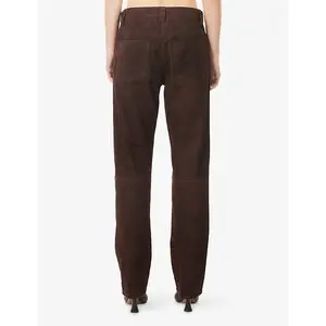 Khaite Callum Relaxed Tapered Leather Trousers - Dark Brown