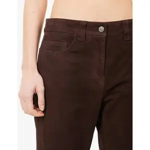 Khaite Callum Relaxed Tapered Leather Trousers - Dark Brown