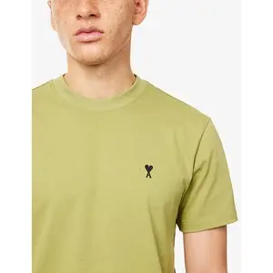 AMI Paris Adc Logo-embroidered Cotton-jersey T-shirt - Matcha