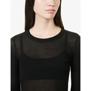 Rick Owens Ribbed Long-sleeves Knitted T-shirt - Black