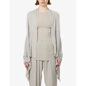 Rick Owens Medium Wrap Asymmetric Wool Cardigan - Pearl