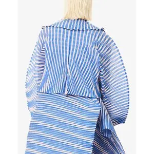 Issey Miyake Striped Double-breasted Knitted Jacket
