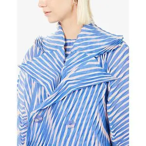 Issey Miyake Striped Double-breasted Knitted Jacket