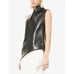 Khaite Von Leather Top - Black