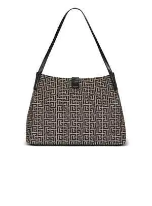 Balmain Monogram Jacquard Medium Shopper Bag - Black