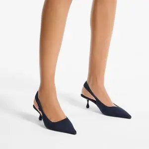 JIMMY CHOO Amel 50 Suede Slingbacks - Marine