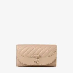 JIMMY CHOO Curve Wallet With Chain Chai Quilted Biker Leather Wallet With Chain - Chai/shiny Gold
